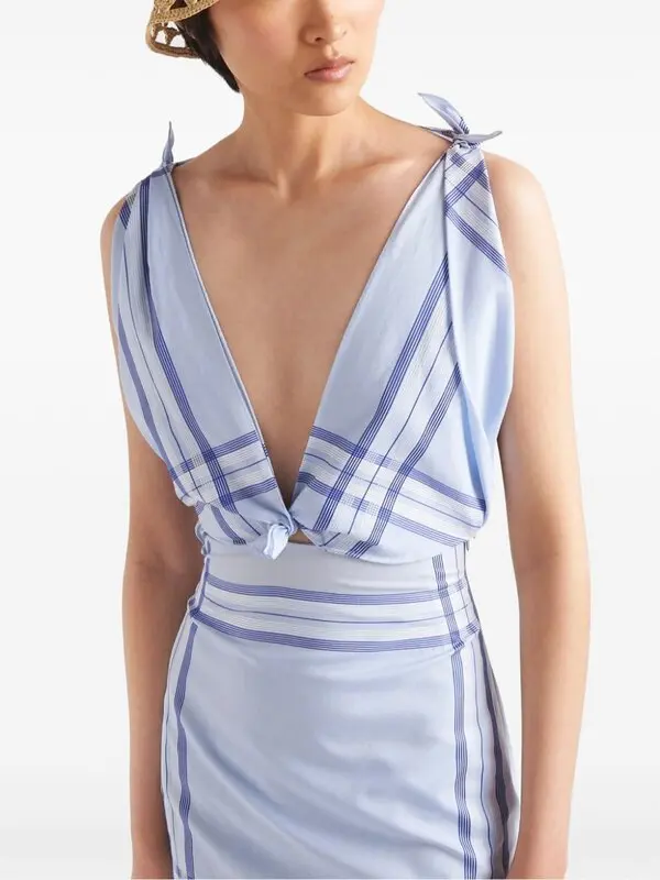 Prada Checked Cotton Mini Dress