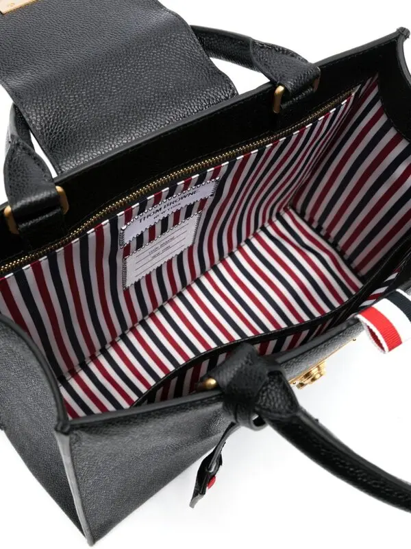 Thom Browne Small Mr. Thom Leather Tote Bag - Black