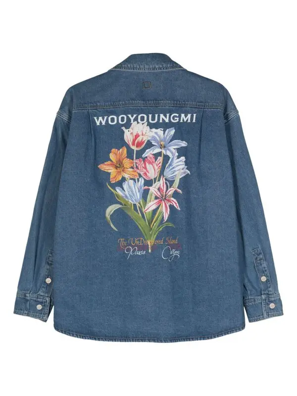 WOOYOUNGMI Floral-print Denim Shirt