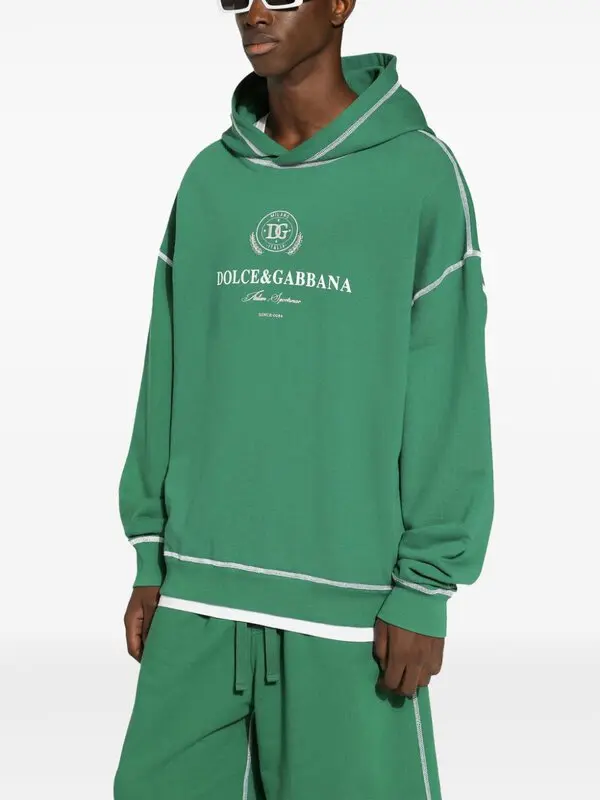 Dolce & Gabbana Logo-print Cotton Hoodie - Green