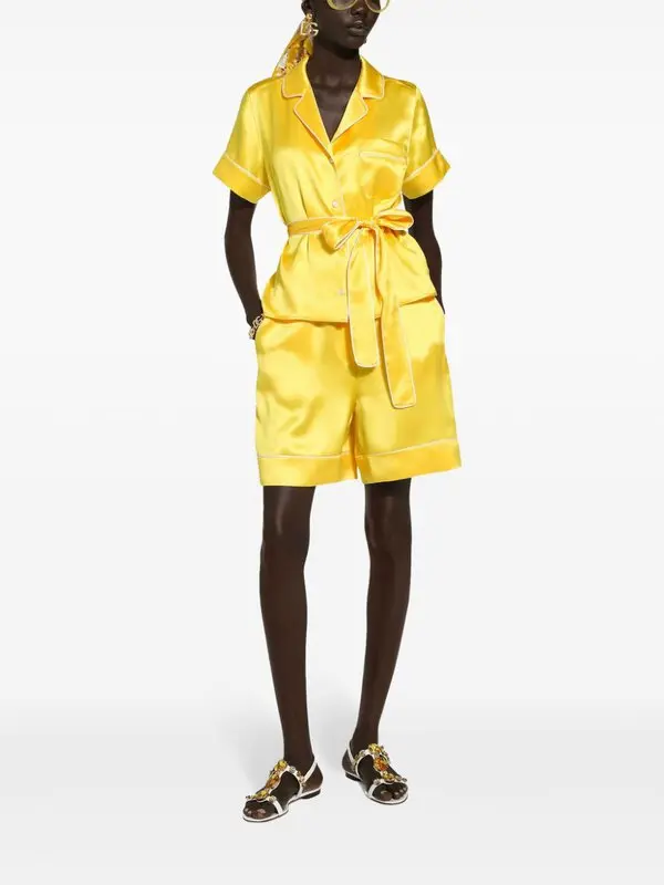 Dolce & Gabbana Silk Shorts - Yellow