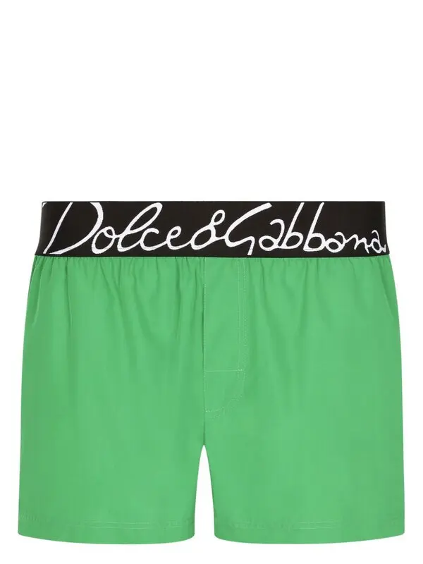 Dolce & Gabbana Logo-waistband Swim Shorts - Green