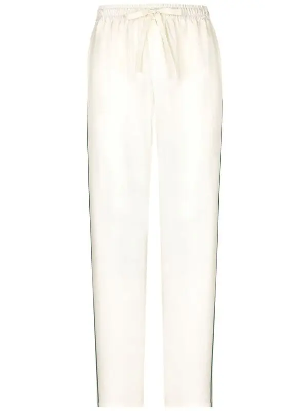 Dolce & Gabbana Logo-embroidered Silk Trousers - White