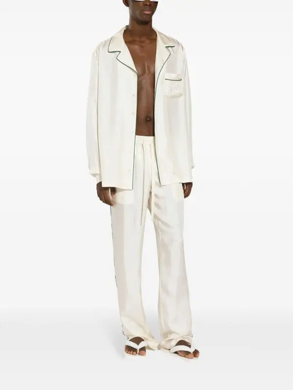Dolce & Gabbana Logo-embroidered Silk Trousers