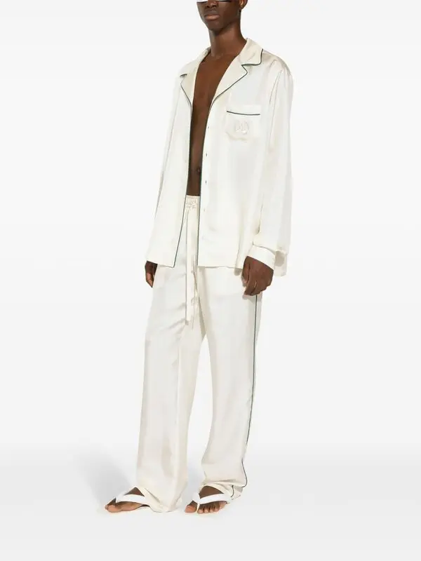 Dolce & Gabbana Logo-embroidered Silk Trousers