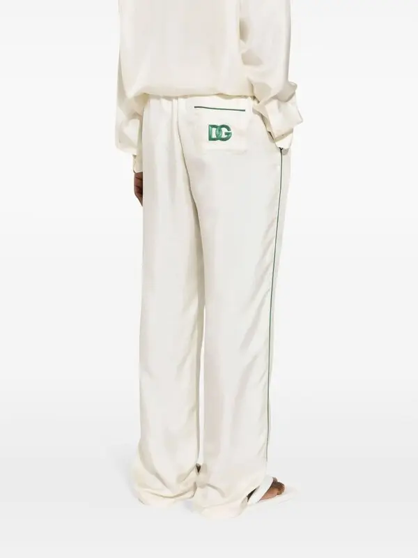 Dolce & Gabbana Logo-embroidered Silk Trousers