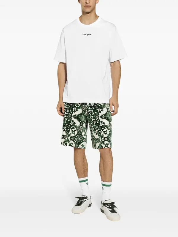 Dolce & Gabbana Majolica-jacquard Drawstring Track Shorts - Green