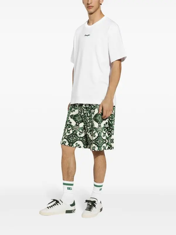 Dolce & Gabbana Majolica-jacquard Drawstring Track Shorts - Green