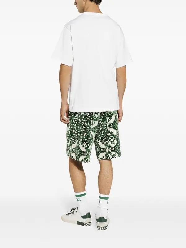Dolce & Gabbana Majolica-jacquard Drawstring Track Shorts - Green