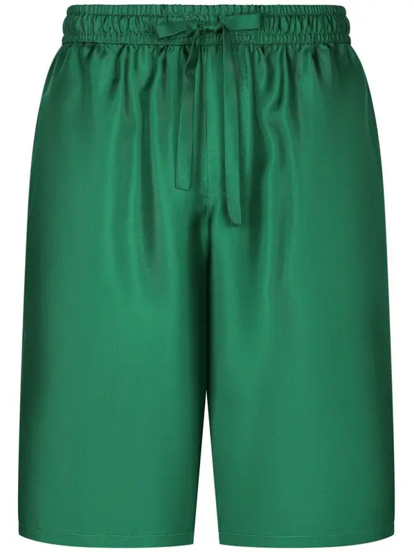 Dolce & Gabbana Embroidered Silk Track Shorts - Green