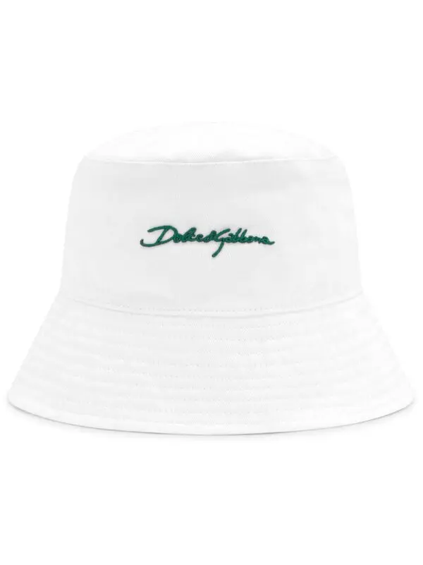 Dolce & Gabbana Logo-appliqué Bucket Hat - White