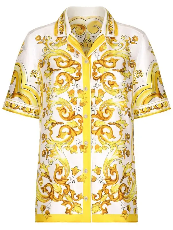 Dolce & Gabbana Majolica-print Silk Shirt - Yellow