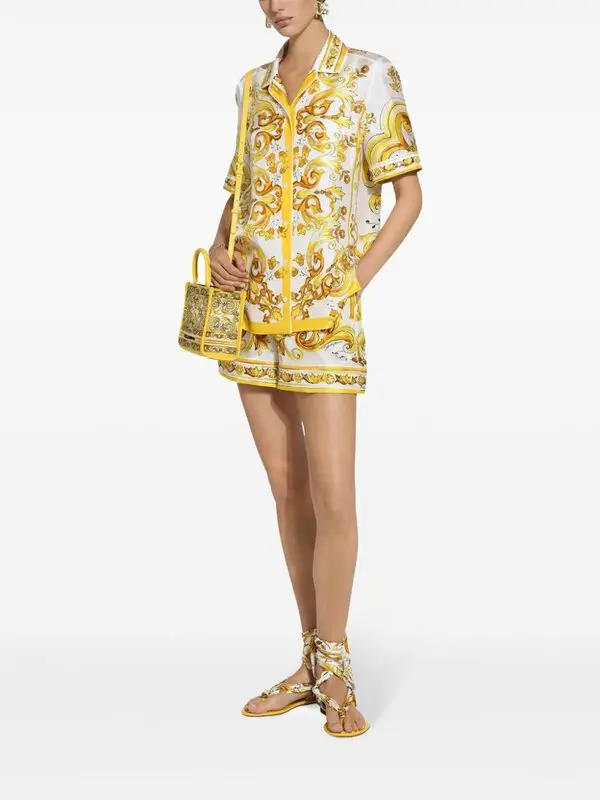Dolce & Gabbana Majolica-print Silk Shirt - Yellow