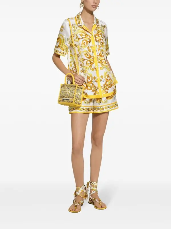 Dolce & Gabbana Majolica-print Silk Shirt - Yellow