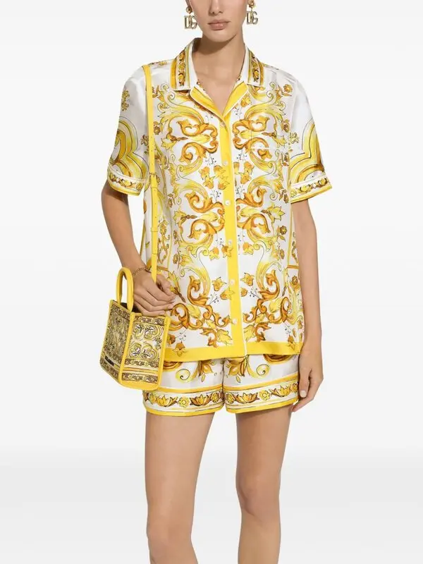 Dolce & Gabbana Majolica-print Silk Shirt - Yellow