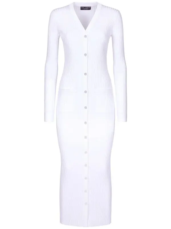 Dolce & Gabbana Ribbed-knit Maxi Cardigan - White