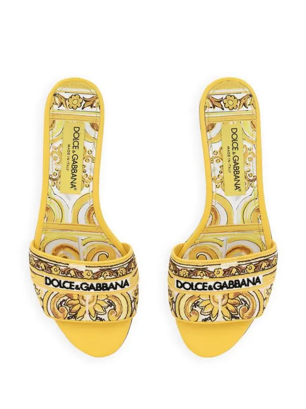 Dolce & Gabbana Majolica-pattern Slides - Yellow