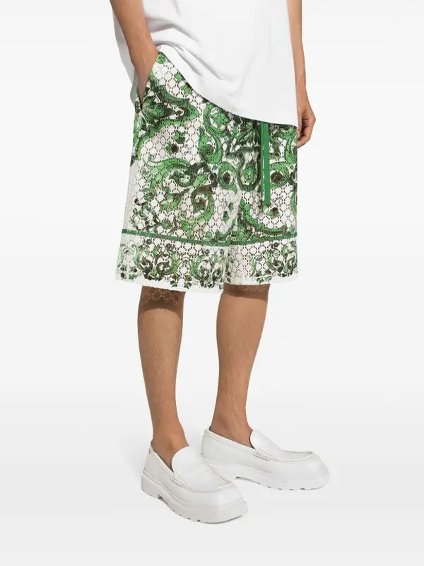 Dolce & Gabbana Majolica-print Crochet-knit Shorts - Green