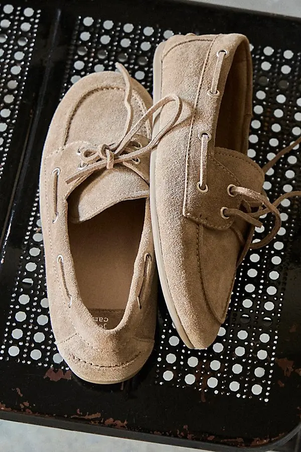 Jeffrey Campbell Yachting Day Boat Shoes - Taupe Distressed Suede