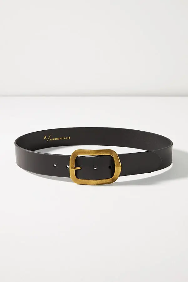 Anthropologie Square Buckle Belt - Black / Gold
