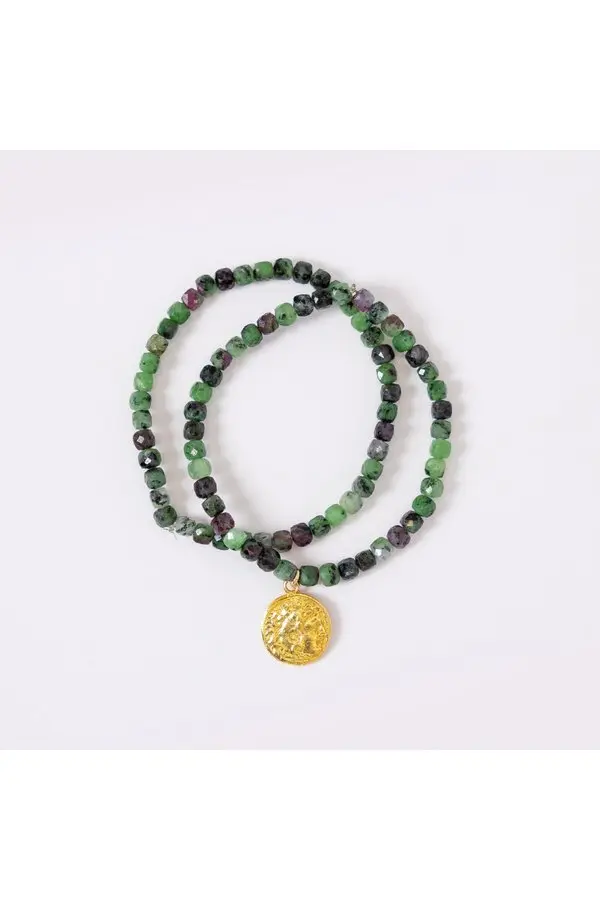 SHERRY J MANN Ruby Zoisite Coin Bracelets