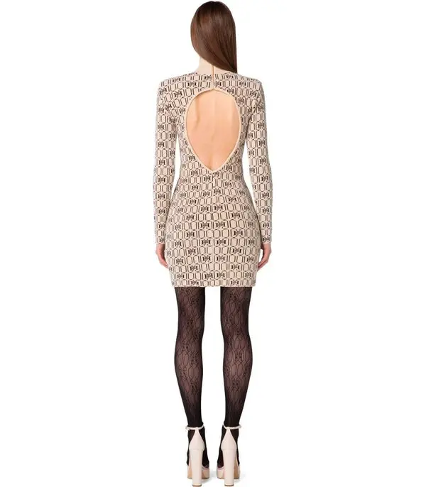 Elisabetta Franchi Monogram Knitted Mini Dress - White