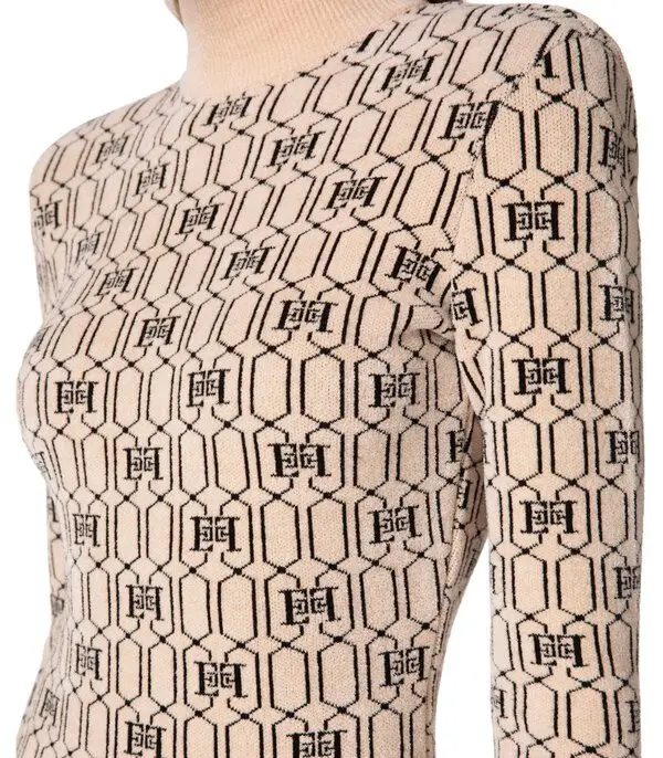 Elisabetta Franchi Monogram Knitted Mini Dress - White