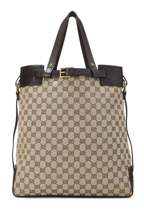 Gucci Original Gg Canvas Buckle Tote - Beige