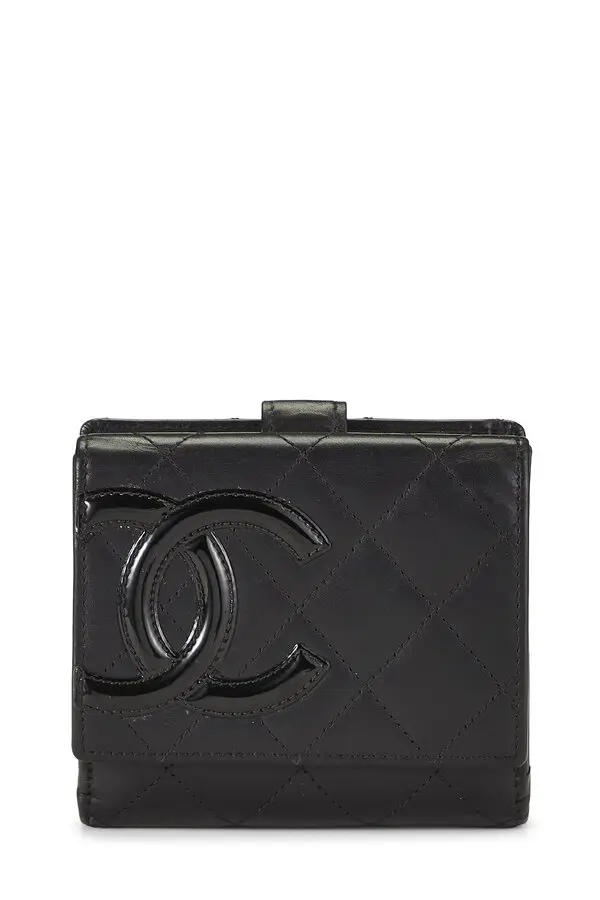 Chanel Quilted Calfskin Cambon Compact Wallet - Black