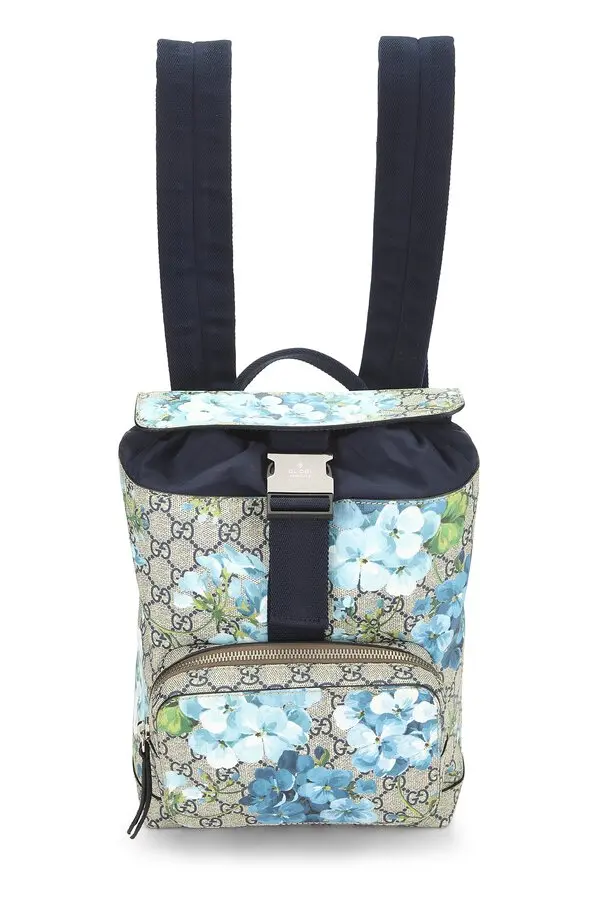 Gucci Gg Blooms Supreme Canvas Backpack - Blue