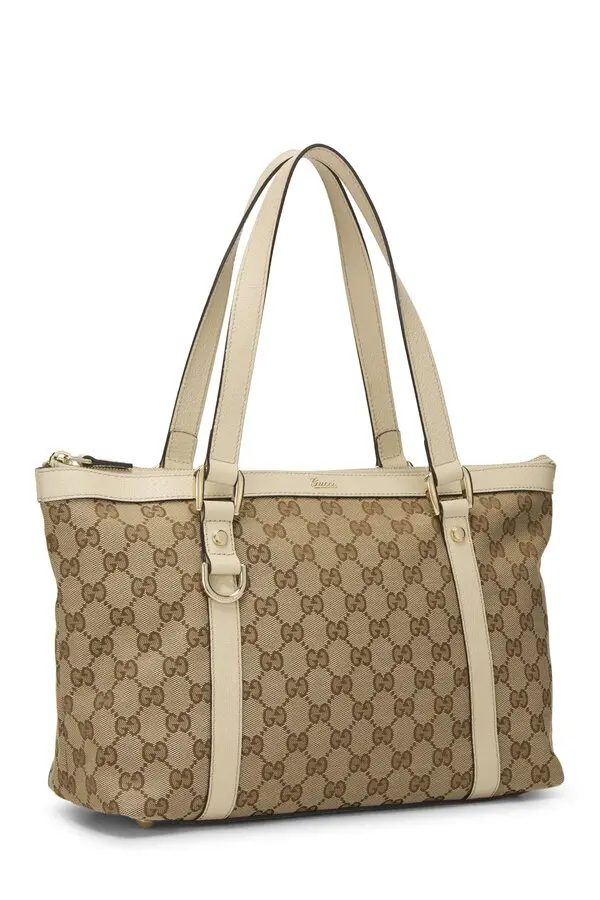 Gucci Original Gg Canvas Abbey Zip Tote Bag - White
