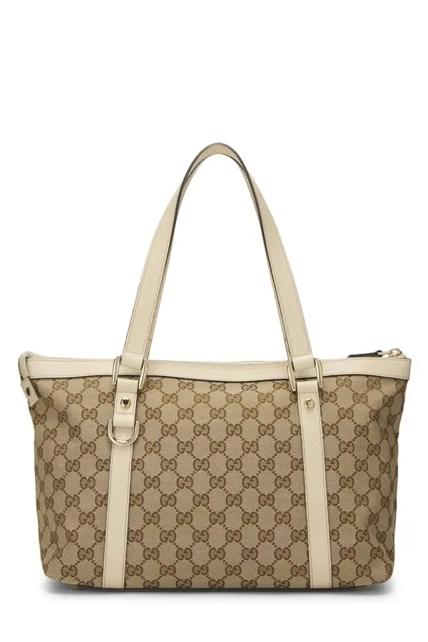 Gucci Original Gg Canvas Abbey Zip Tote Bag - White