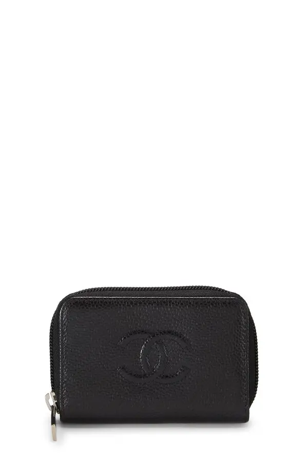 Chanel Caviar 'cc' Zip Around Coin Purse - Black