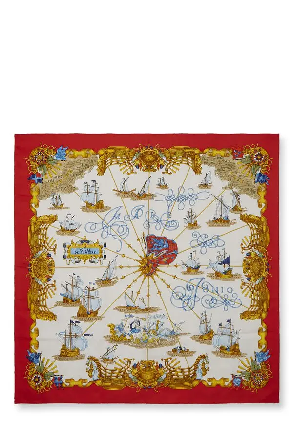 Hermès Multicolor 'voiles De Lumiere' Silk Scarf 90 - Red