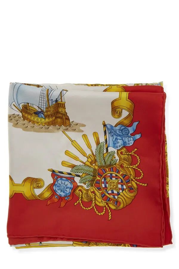 Hermès Multicolor 'voiles De Lumiere' Silk Scarf 90 - Red