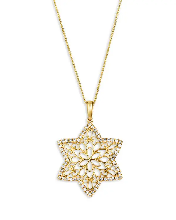 Bloomingdale'S Champagne Diamond Filigree Star Pendant Necklace - Gold