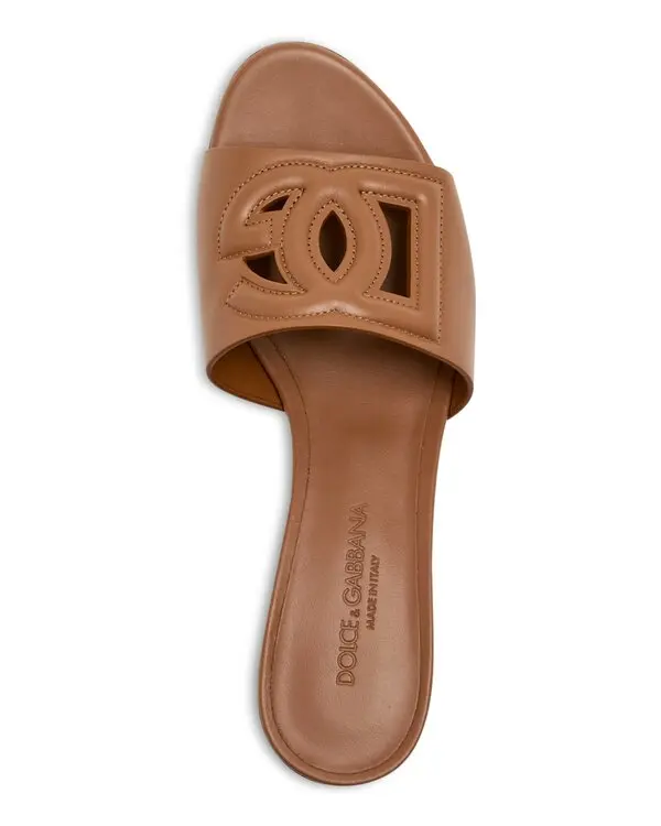 Dolce & Gabbana Block Heel Slide Sandals - Light Brown