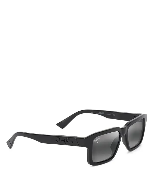 Maui Jim Kahiko Rectangular Sunglasses, 53mm - Black/gray Mirrored Gradient