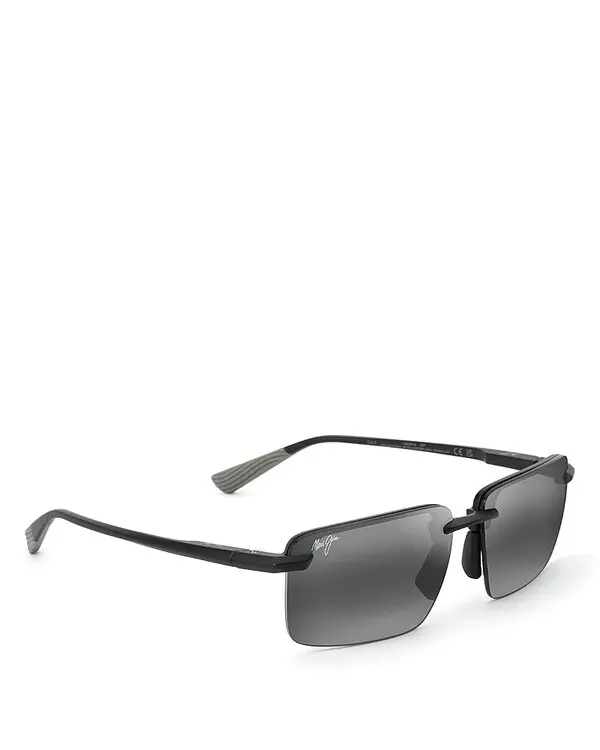 Maui Jim Laulima 61mm Rimless Rectangular Sunglasses - Black/gray Mirrored Gradient