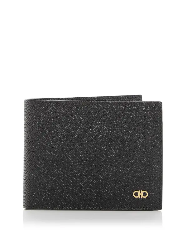 FERRAGAMO Micro Gancio Leather Bifold Wallet - Nero