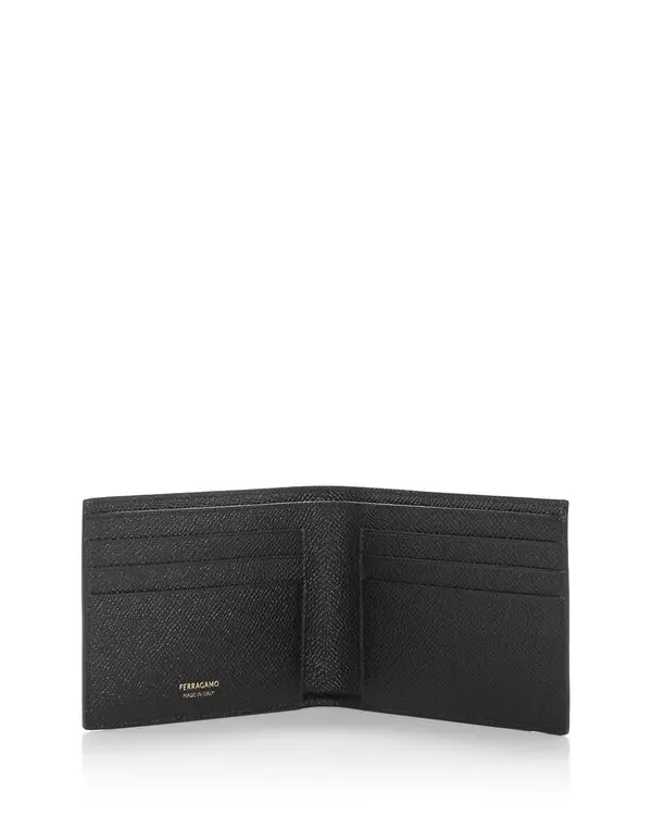 FERRAGAMO Micro Gancio Leather Bifold Wallet - Nero