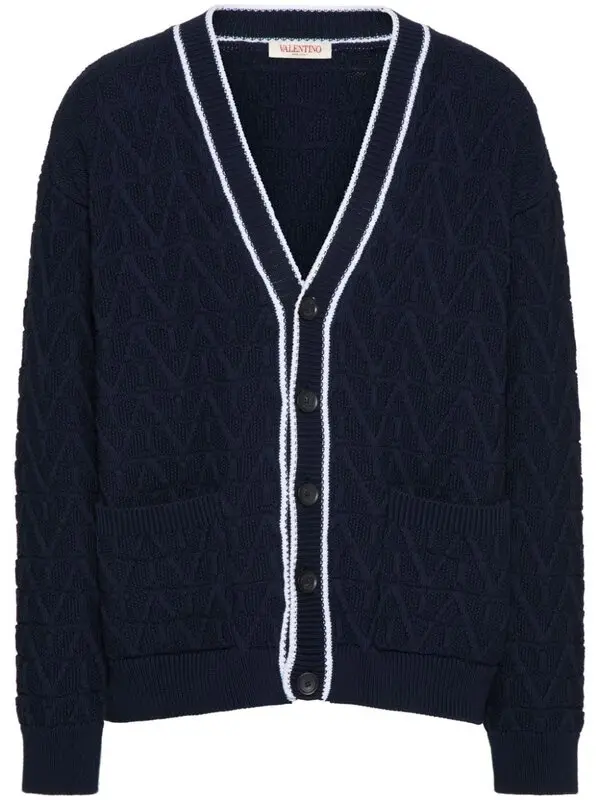 Valentino Garavani Toile Iconographe Cotton Cardigan - Blue