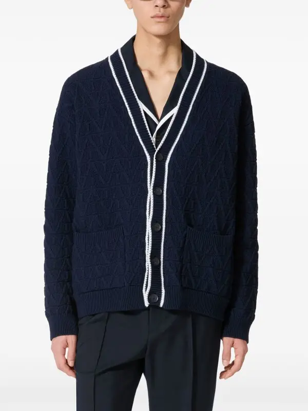 Valentino Garavani Toile Iconographe Cotton Cardigan - Blue