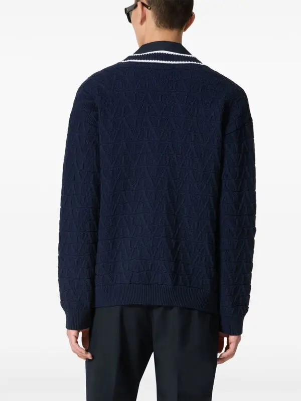 Valentino Garavani Toile Iconographe Cotton Cardigan - Blue