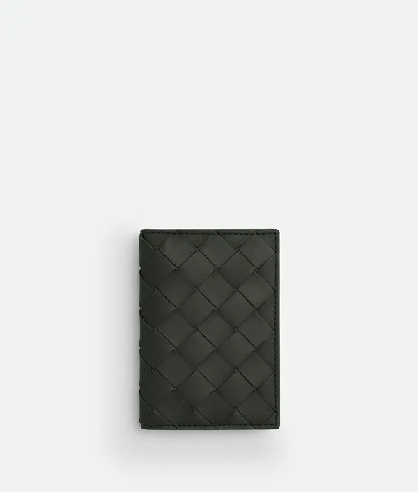 BOTTEGA  VENETA Intrecciato Flap Card Case - Dark Green