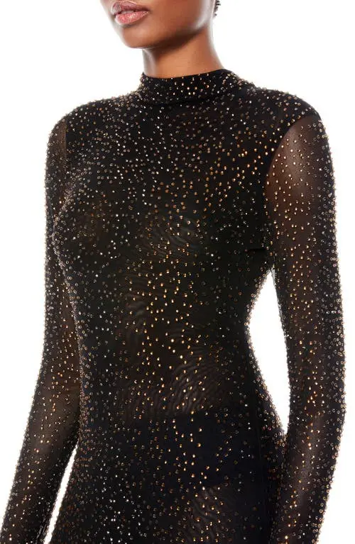 Alice + Olivia Delora Beaded Long Sleeve Cotton Blend Gown In Black/Dark  Brown - 60% Off | Editorialist
