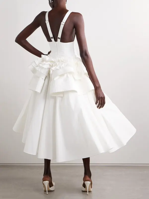 Christopher John Rogers Tiered Ruffled Embroidered Cotton And Silk-blend Gown