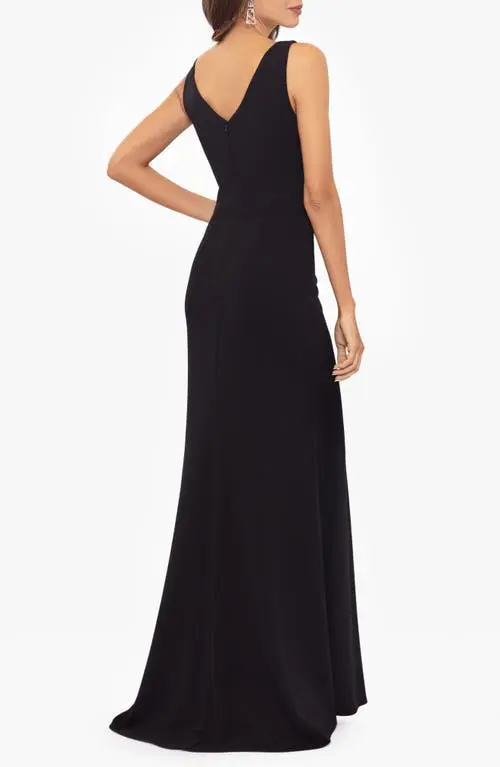 Betsy & Adam Ruffle Slit Gown
