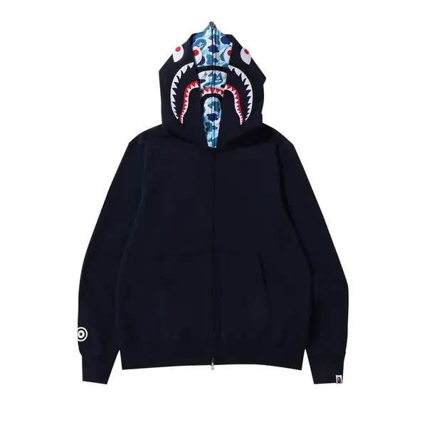 A BATHING APE Abc Camo Shark Wide Fit Full Zip Double Hoodie - Blue