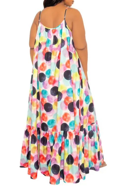BUXOM COUTURE Polka Dot Maxi Dress - Violet Multi